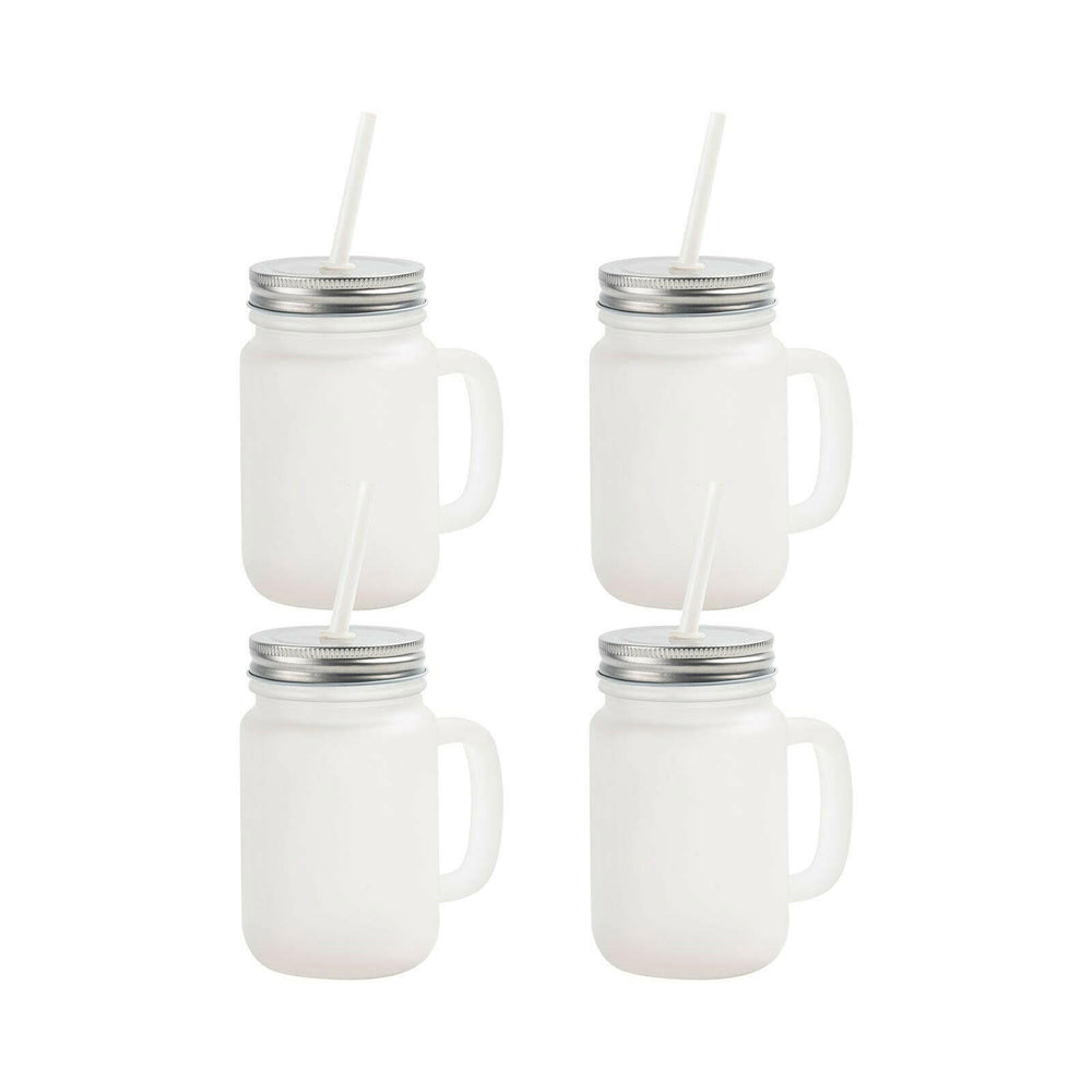 12oz Sublimation Frosted Mason Jars with Straws - 4 Pack | Craft Express