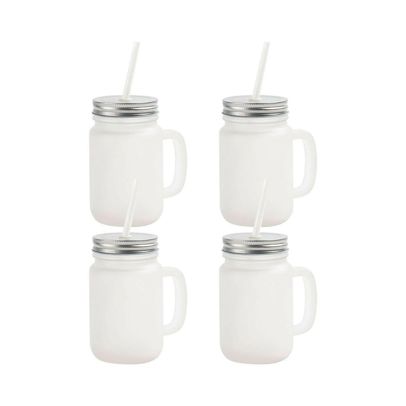 Craft Express 12oz Frosted Mason Jars with Straws