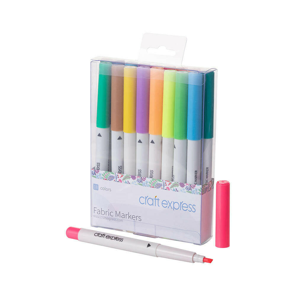 Craft Express 18 Pack Joy Fabric Markers – Assorted Colors for DIY Fab